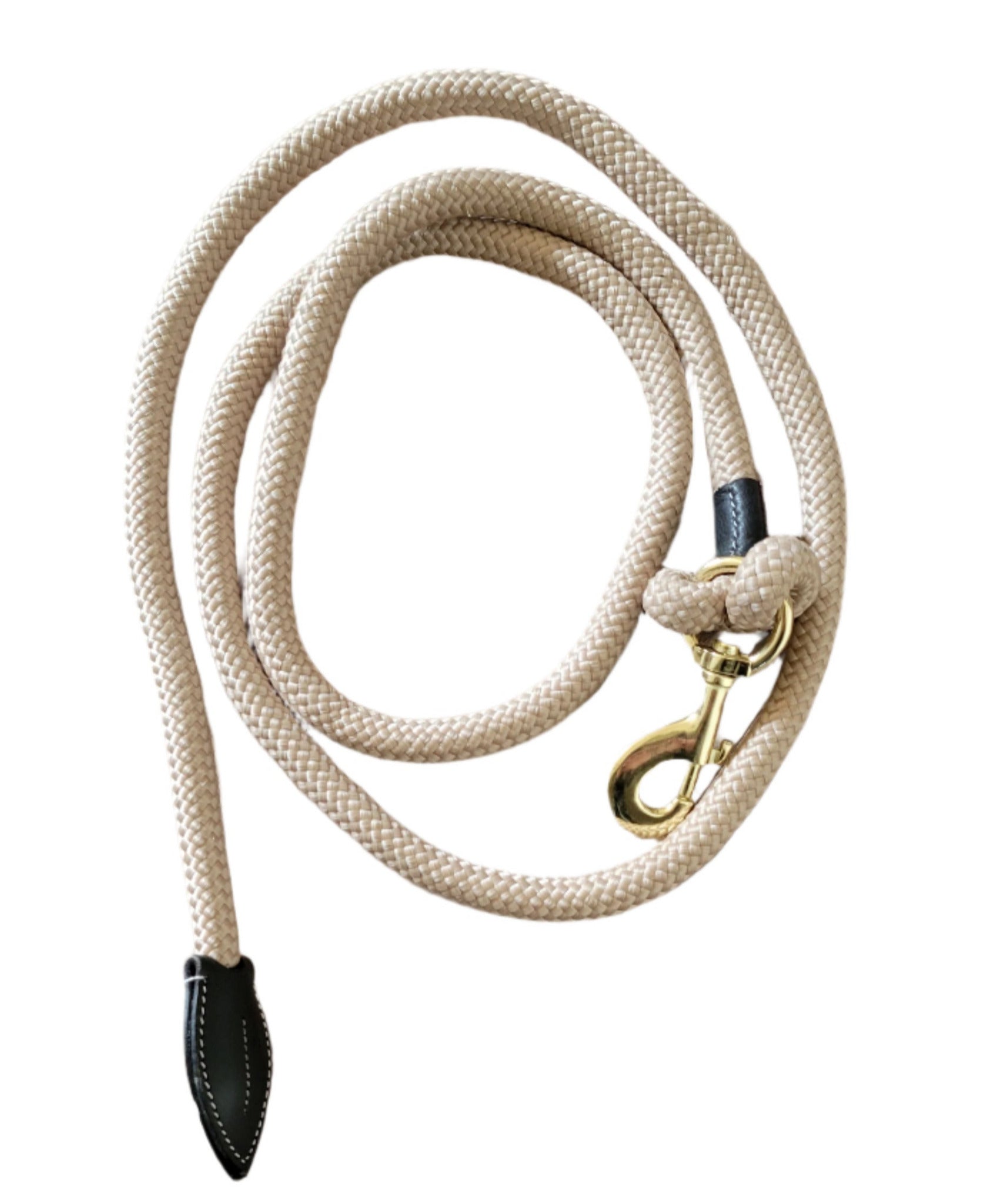 7 Ft Lead rope with leather popper - Tan – Phoenix Equine